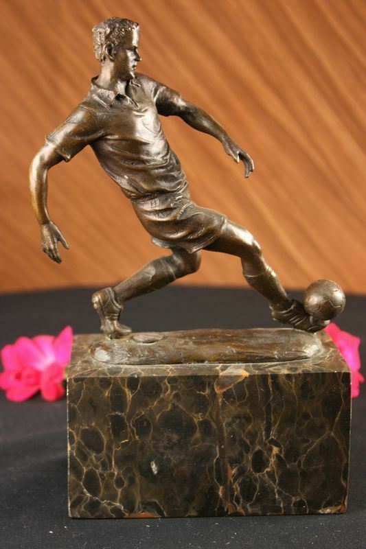 Bronze Sculpture*Original Art Decor Running Soccer Player Fifa*Statue ...