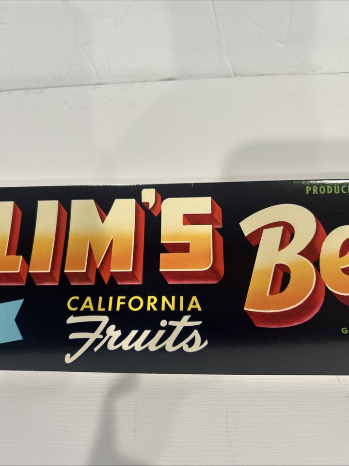 Slim’s Best Choice California Fruit Produce Crate Label Dinuba Central ...