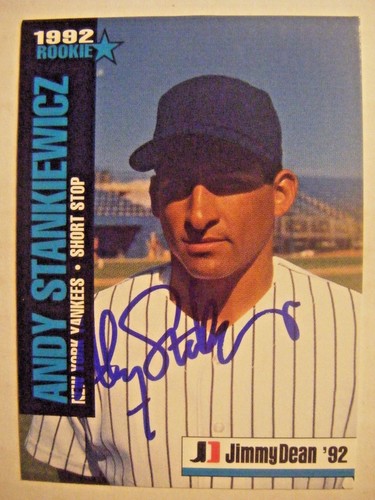ANDY STANKIEWICZ signed RARE RC YANKEES 1992 Jimmy Dean baseball card ...