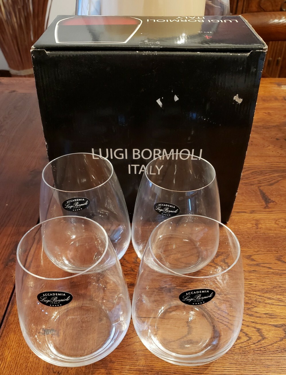 4 Accademia Luigi Bormioli Italy Monogrammed Glass 4.25” Lead Free ...