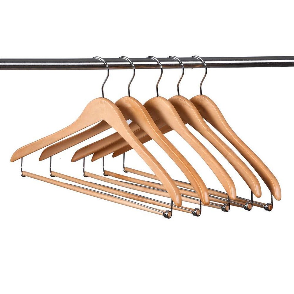 Wooden Hangers Beautiful Sturdy Suit Coat Hangers with Locking Bar ...