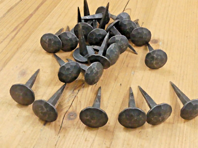 25 DECORATIVE NAILS CLAVOS HAND FORGED MEDIEVAL TACKS 1 1/8" BLACK ...