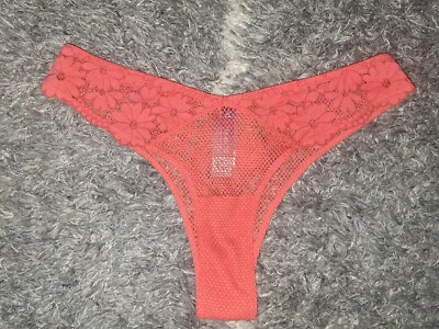 Adore Me/VS Fishnet Floral Lace Tanga Cheekini Panty NEW Medium Neon ...
