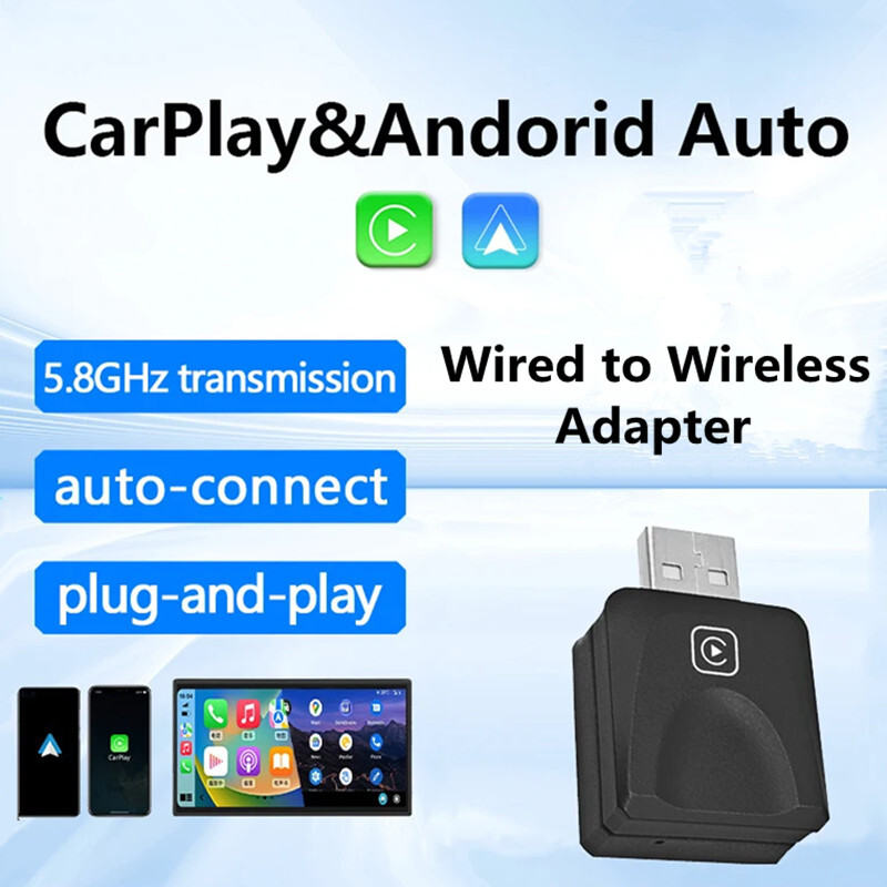 2in1 Wireless CarPlay&Android Auto Wired to Wireless Adapter Smart USB ...