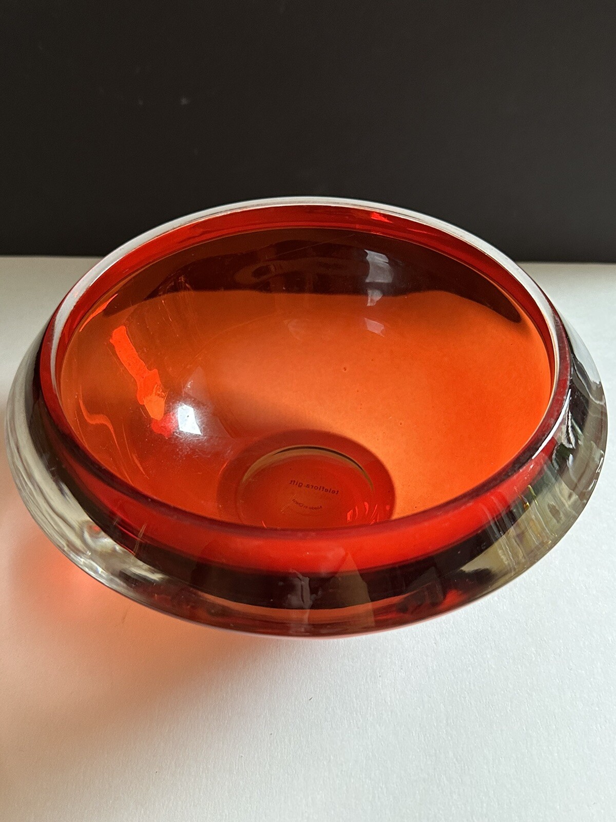 Vtg Amberina Ruby Red Glass Bowl Heavy Mid Century Design Christmas ...