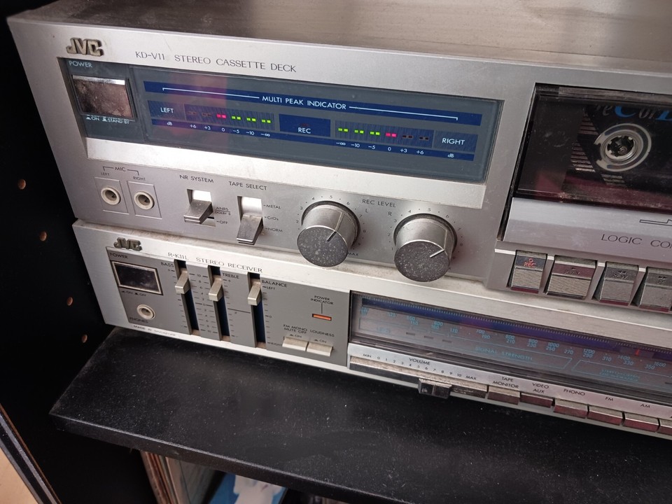 JVC Retro Hi-fi Stack System in a cabinet with turntable, Cassette and ...