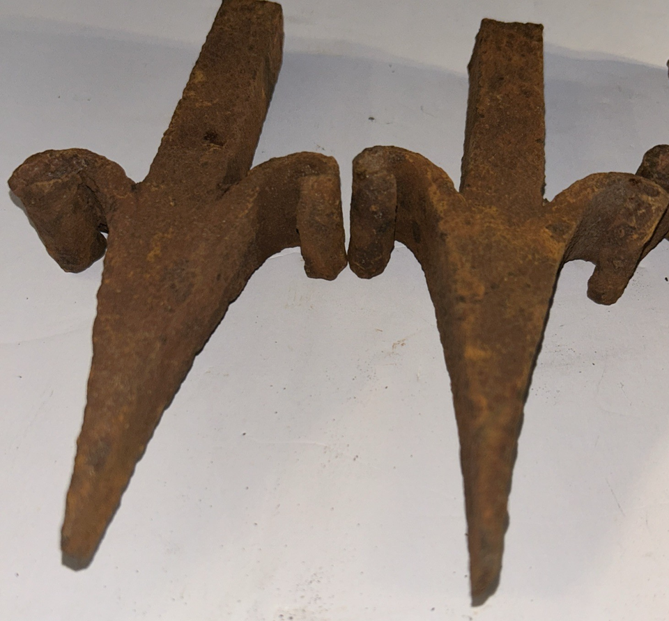 4 Antique Wrought Iron Fence Finials Hand Forged Spear Salvaged ...