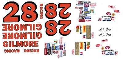 #28 A.J. Foyt Gilmore Racing Chevy 1/43rd Scale Slot Car Waterslide ...