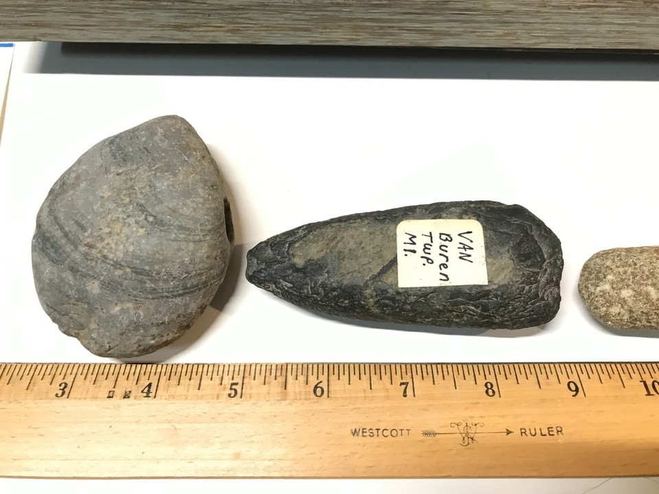 Native American Authentic Artifact Bannerstone Celt Hardstone Lot with ...