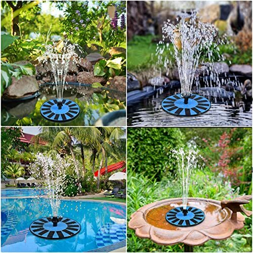 Solar Fountain Upgraded 100% Glass Covered， Solar Powered Bird Bath ...
