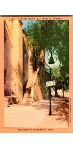 Historic San Gabriel Mission Stairway Postcard 1799 California | eBay