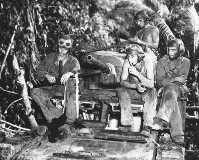 B&W Photo US Marines Tank Crew M3 Stuart 1919 WWII WW2 World War Two ...