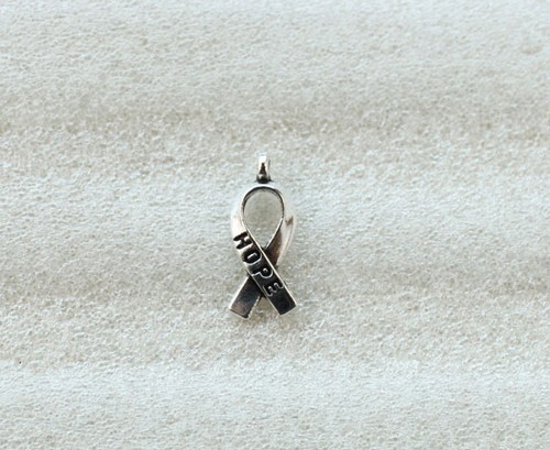 140PCS Antiqued Silver Cancer Awareness HOPE Ribbon Charms A5104 ...