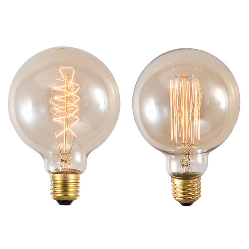 Classic Edison Globe Bulbs E27 Screw Vertical / Spiral Filament G95 40W Dimmable | eBay