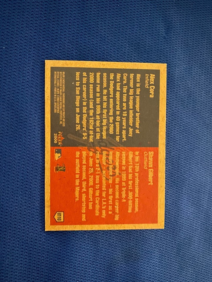 2000 FLEER TRADITION ALEX CORA ROOKIE RC SIGNED AUTOGRAPHED CARD #U110 ...