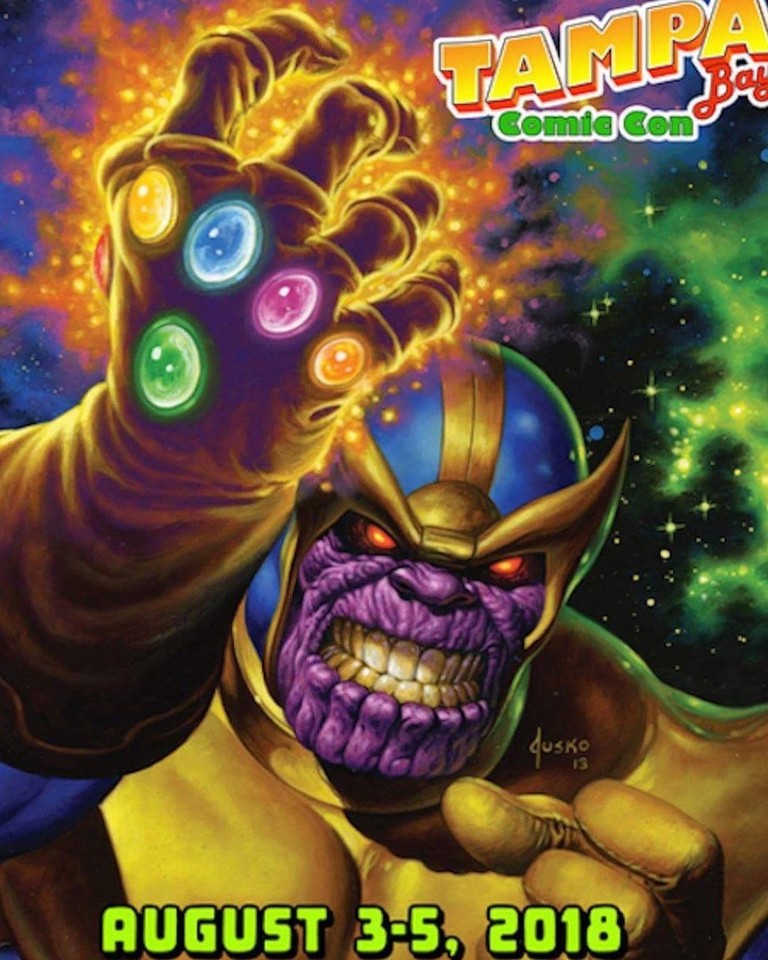 Tampa Comic Con Joe Jusko Avengers Infinity War Gauntlet Thanos Poster ...