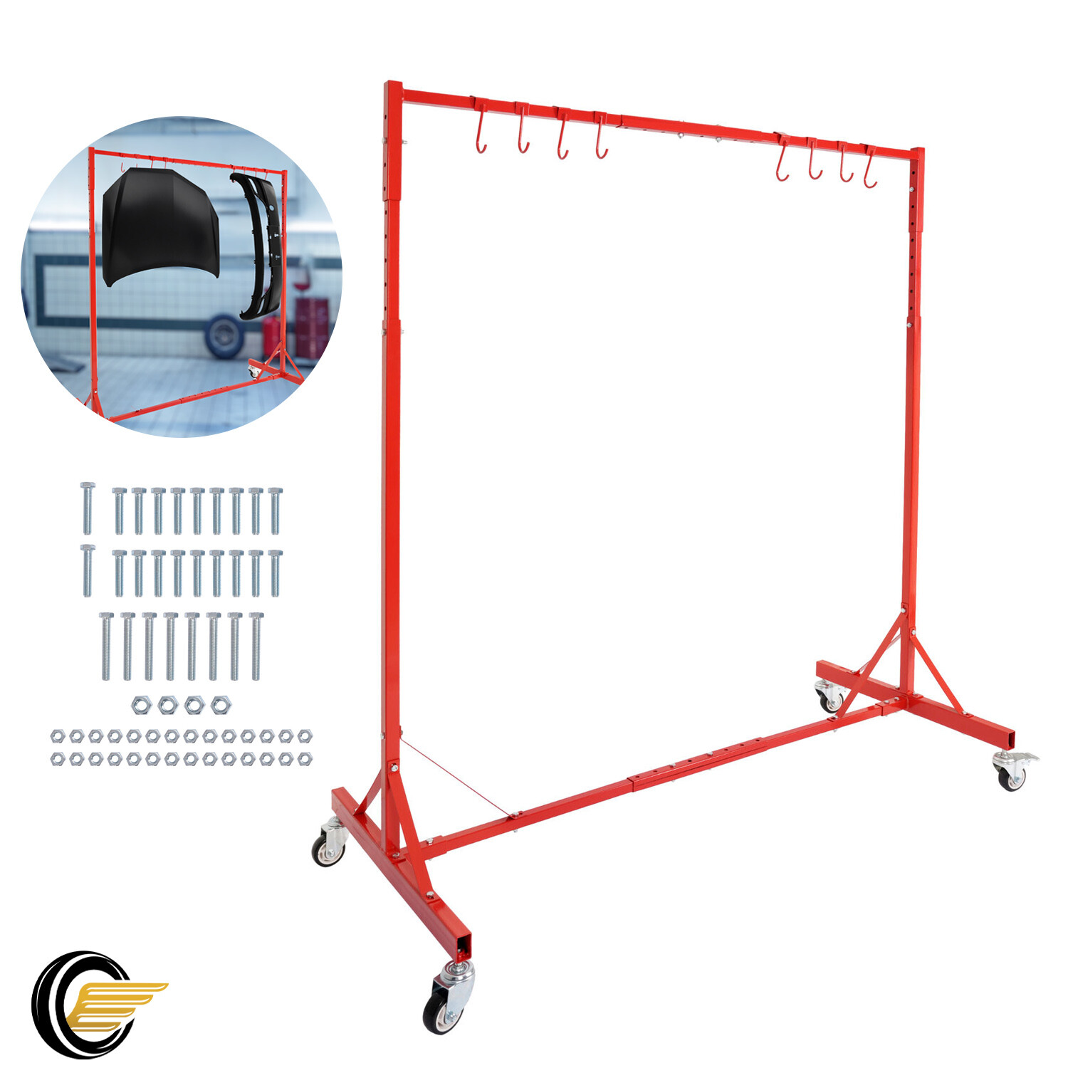 5-7ft Red Painting Rack Adjustable Paint Hanger 8 Hooks Auto Body ...