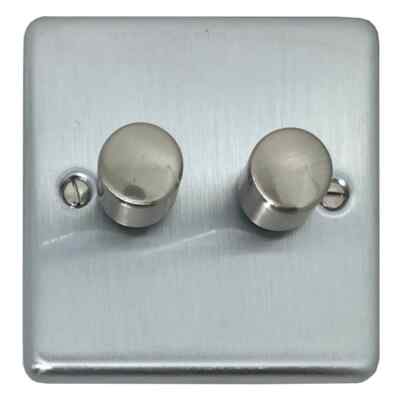 G&H CSC522 Standard Plate Satin Chrome 2 Gang 1 or 2 Way LED Dimmer ...
