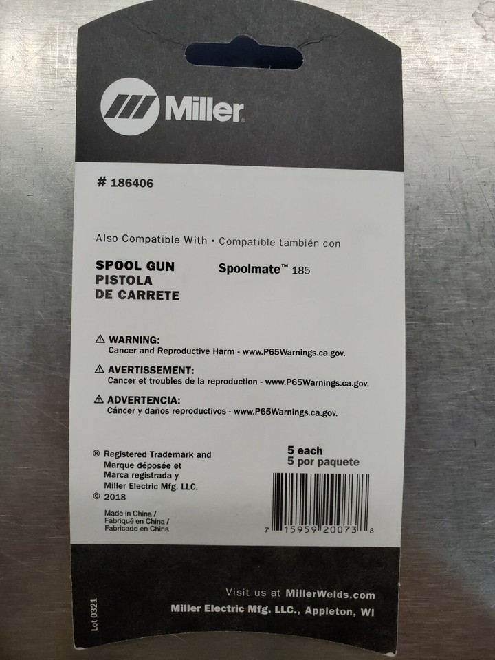 Miller 186406 Contacts Tips for Spoolmate 3035 .035", 5PK | eBay