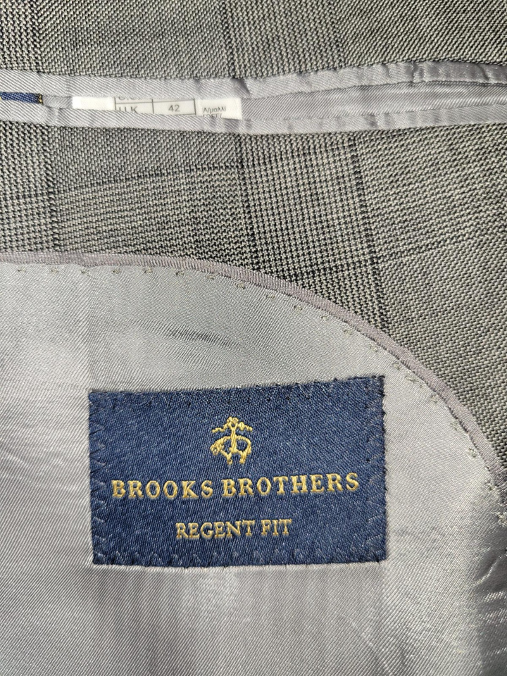 Brooks Brothers Dark Gray windowpane suit, Regent fit 42R | eBay