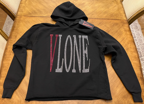 VLONE Pullover Black with Silver/Red Rhinestone Logo Men's Size Small ...