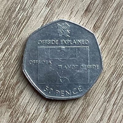 2011 Football Offside Rule London Olympic 50p Fifty pence Coin ...
