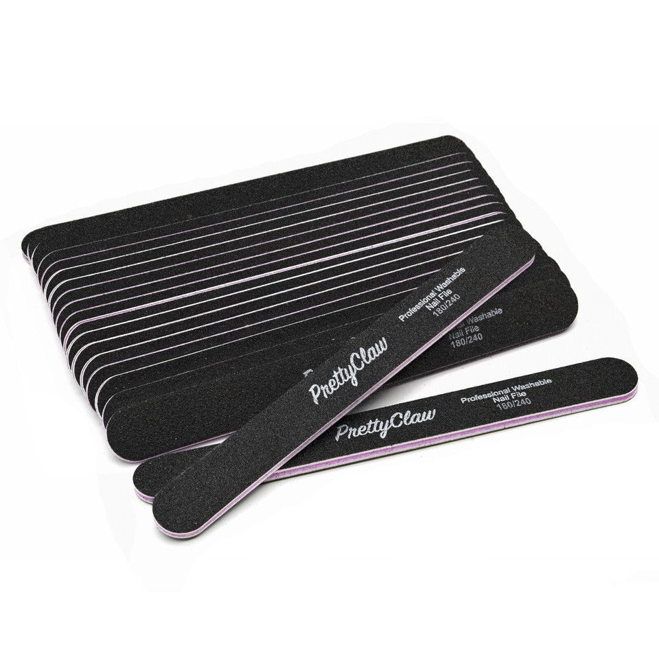 10pc Professional Nail Files Acrylic File Straight Black File 180/240 ...