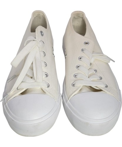 Women White Canvas Shoes Low Top Canvas Sneakers Lace up Casual Shoes ...