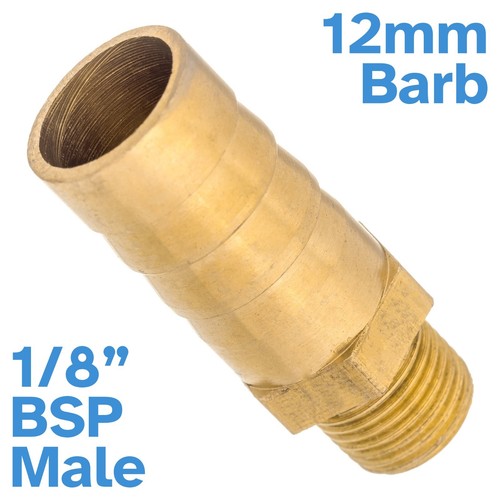 Brass 12mm Barb Hose - 1/8" BSP Male Threaded Pipe Fitting Tail ...
