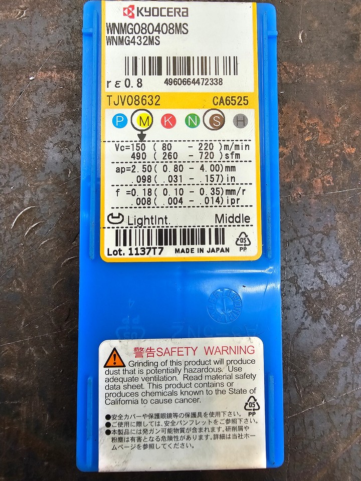 Qty 2 Kyocera WNMG 432 MS WNMG080408MS TJV08632 CA6525 Grade Carbide ...