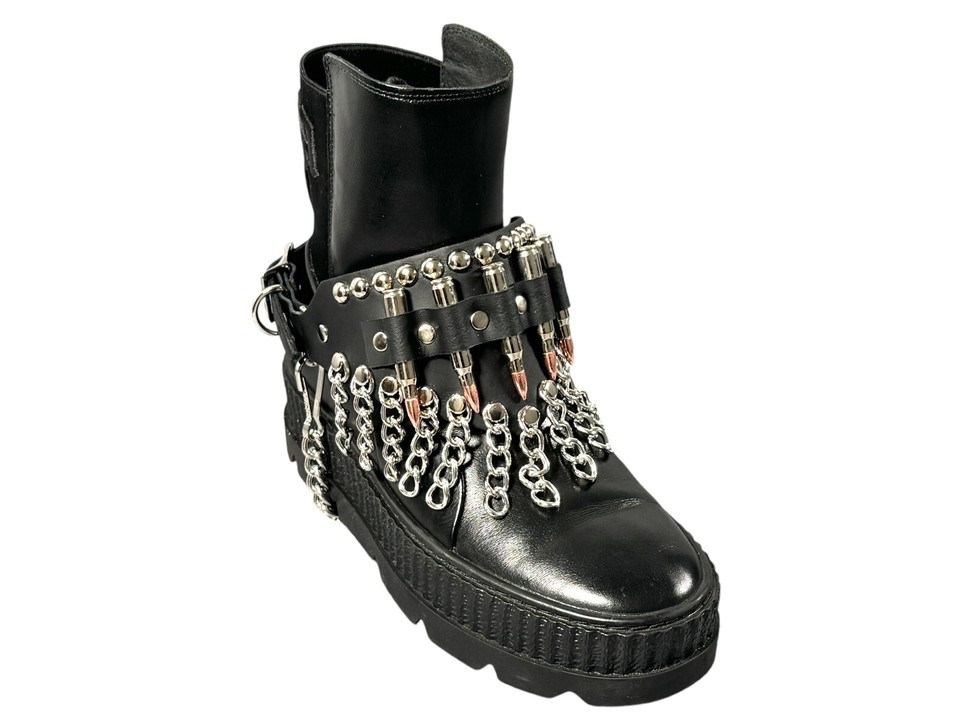 Bullet Leather Boot Strap Harness Biker Western Chains Leather Straps ...