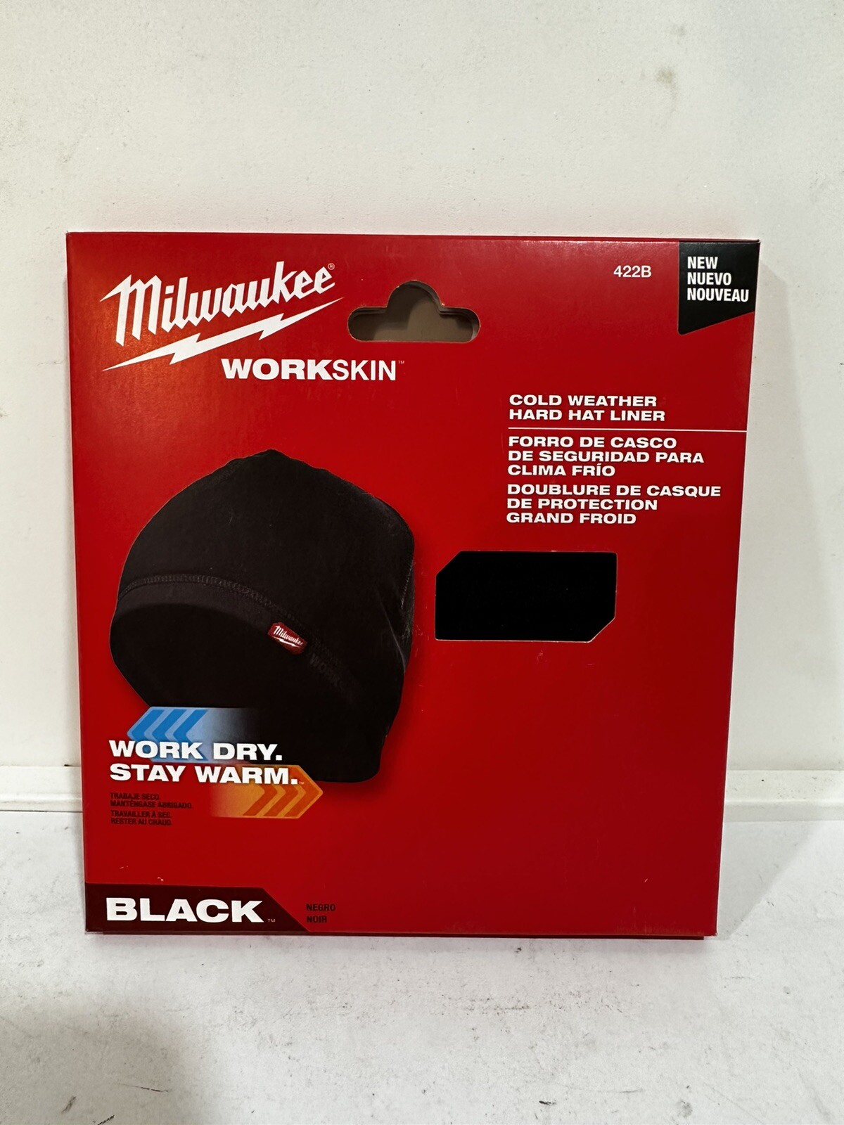 Milwaukee Work Skin Hard Hat Liner 422B Cold Weather Black Work Dry ...