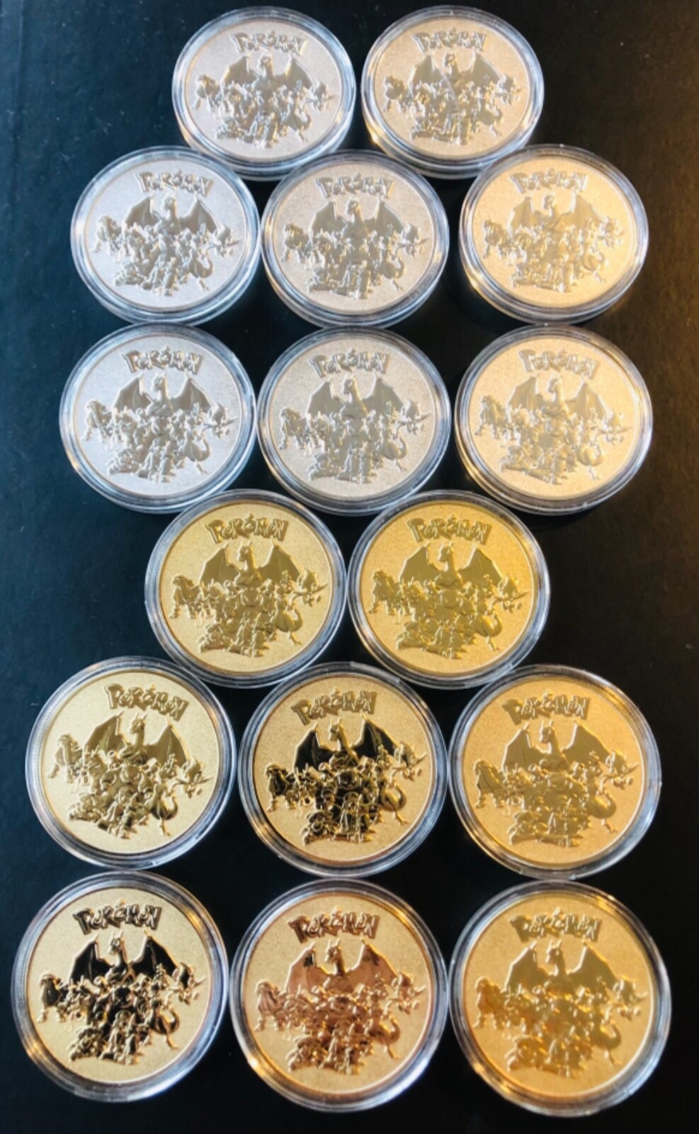 Pokemon gold and silver collectable coins Charizard mewtwo rare coin ...
