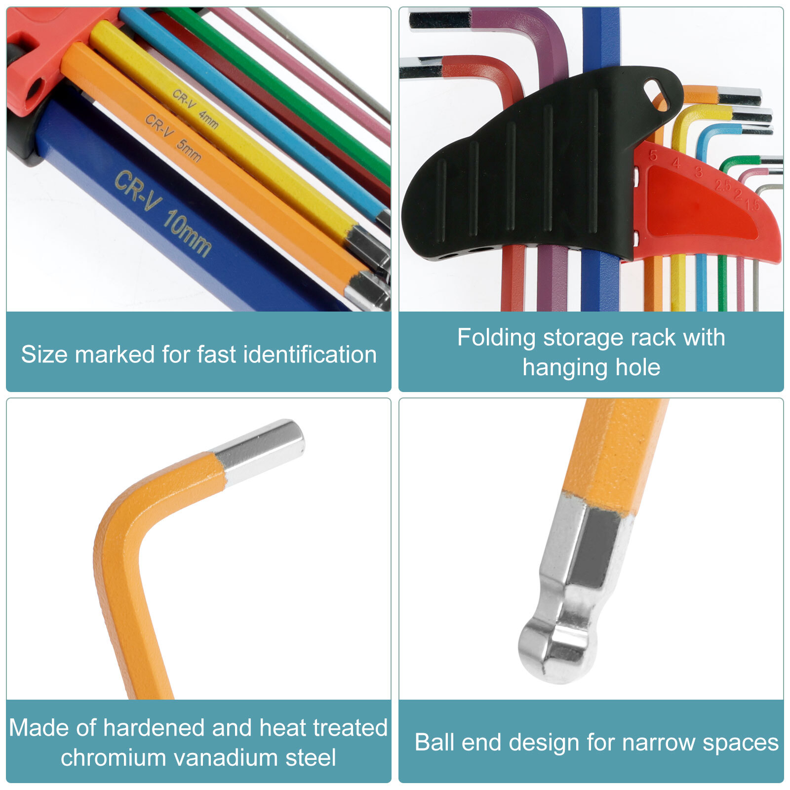 18Pcs Allen Key Set T10-T50 Torx Key Set Sturdy 1.5mm-10mm Metric Ball ...