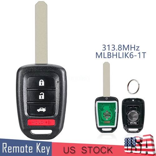 Replacement Remote Head Car Key Fob 4Button for Honda Civic 2014 2015 ...
