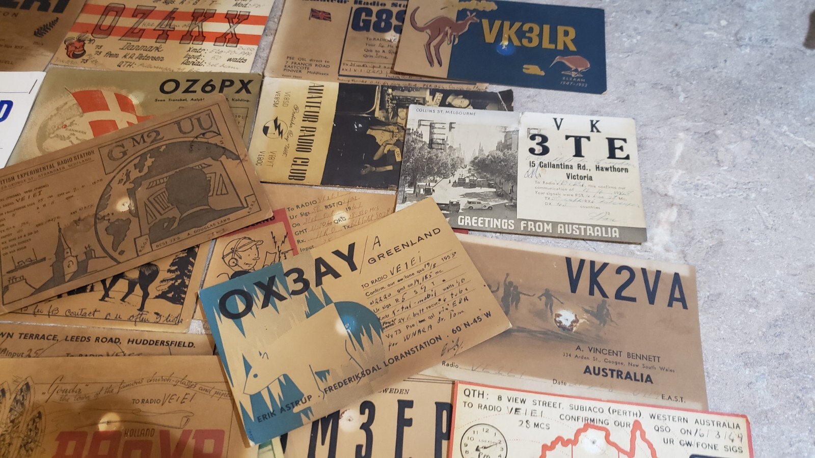 qsl cards 1930s-1940's 1950s CB Ham Radio QSL Cards 3-4-5 letter call ...