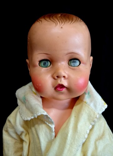 Antique 21" 70 Yr Old Baby Doll Rubber Eyes Close Open Looks Real Nice ...