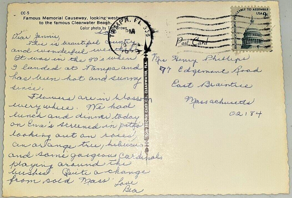 Postcard Memorial Causeway, Clearwater, Florida FL, 1973 Vintage Posted ...