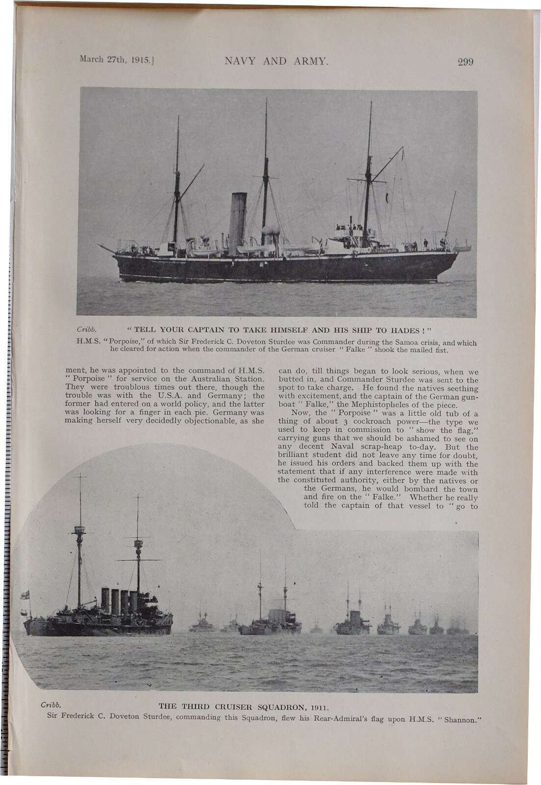 1915 WW1 ARTICLE & PICS VICE ADMIRAL SIR FREDERICK CHARLES DOVETON ...