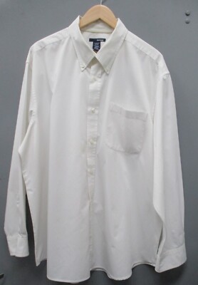 Basic Editions Shirt Adult Size 2XLT White Cotton Blend Button Up Shirt Men | eBay