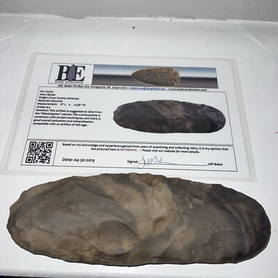 Fine Large 8” Flint Spade Native Artifacts Arrowheads Arkansas Baker ...