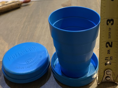 Vintage Folding Drinking Cup & Pill Box Blue | eBay