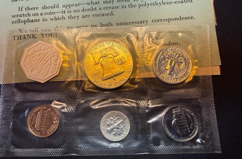 1959 Proof Coin Set Philadelphia Mint 3 90% Silver Proofs in Original ...