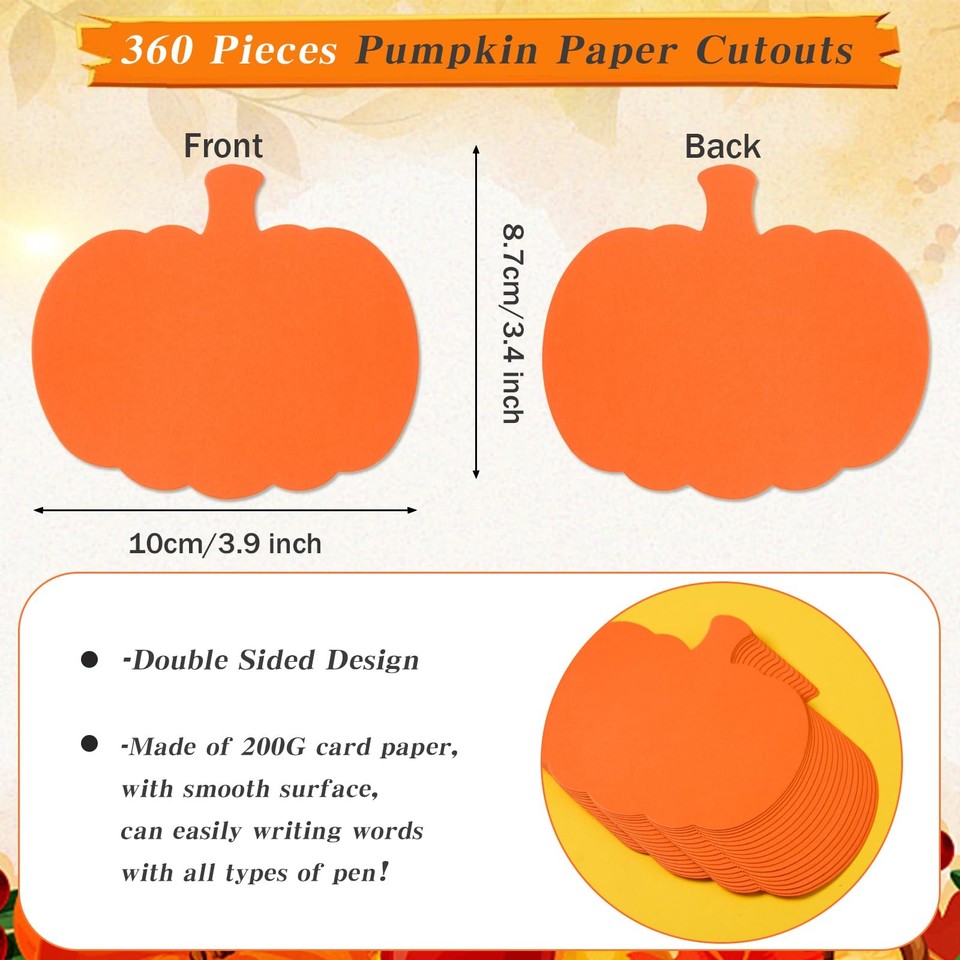 360 Pcs Pumpkin Cutouts Paper Fall Harvest Pumpkin Cut-Outs Pumpkin ...