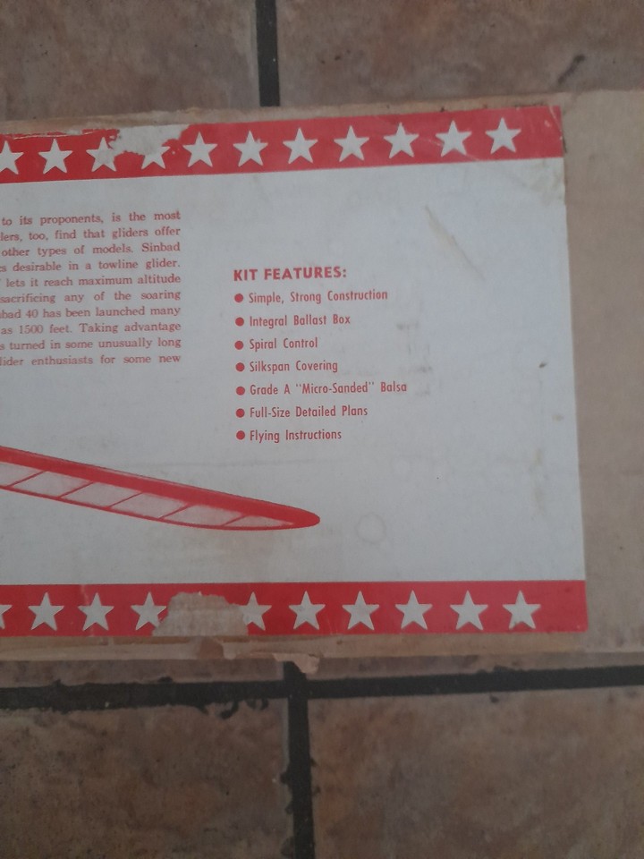 SIG Simbad 40 Vintage balsa model glider aircraft kit & plan R/C or ...