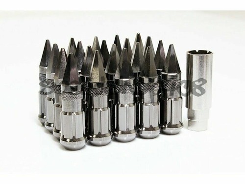 Z Racing Black Chrome Spike 12x1.25mm Lug Nuts Steel Spline Drive ...