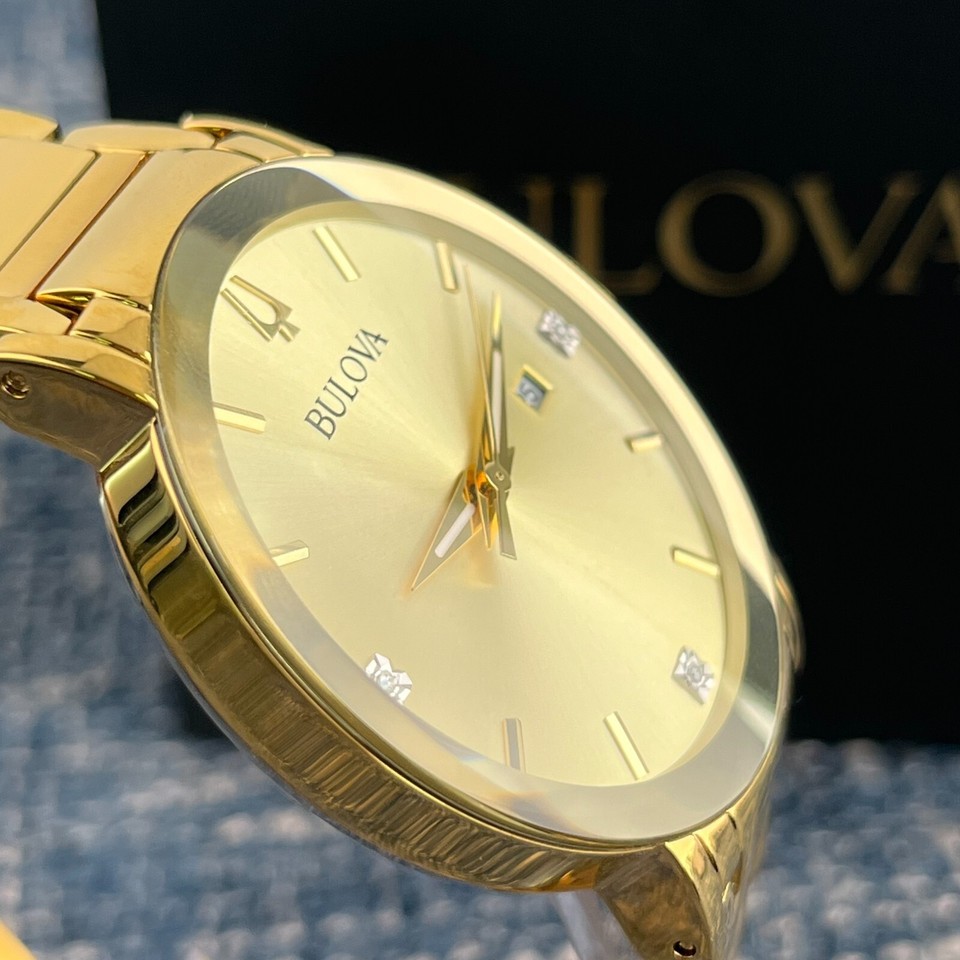 Bulova Futuro Modern 97D115 Champagne Dial Gold-Tone Quartz Watch Men's ...