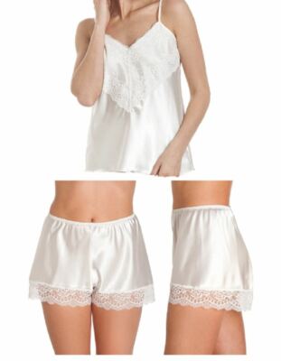 Womens Satin Camisole or Cami French Knicker Set, single, mix Colours ...