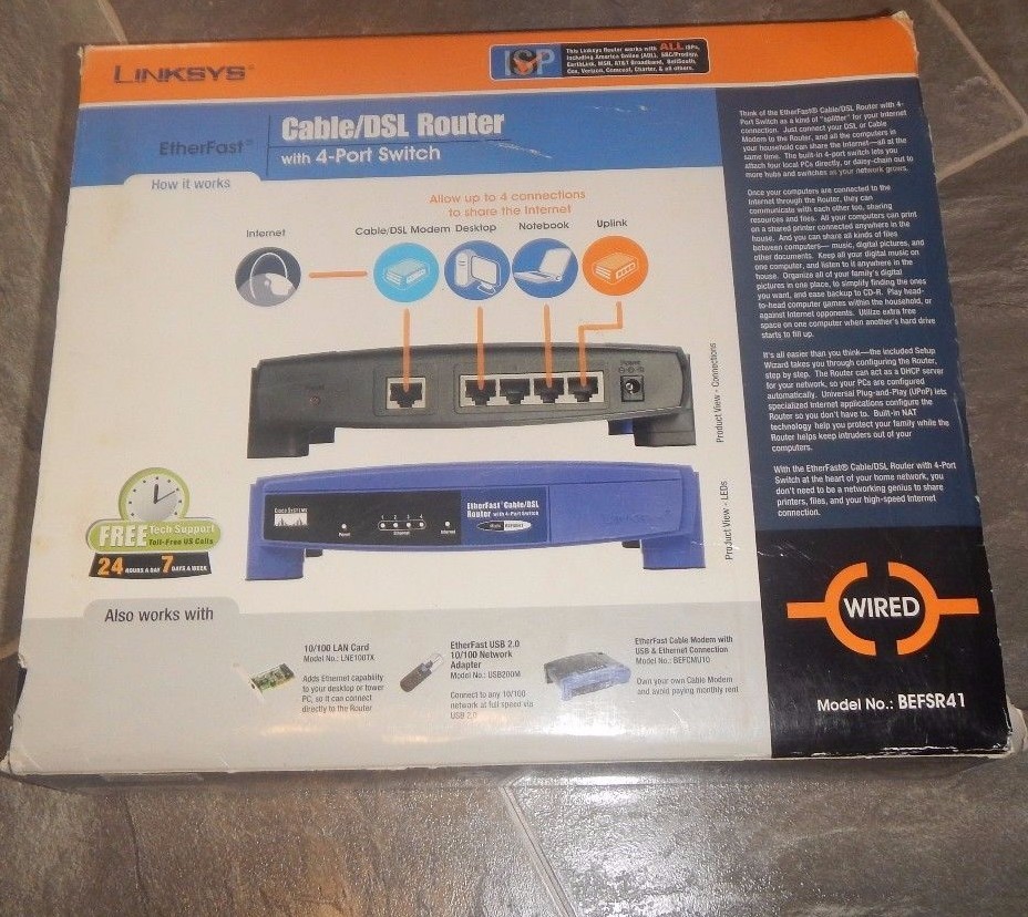 Used Linksys Cable / DSL Router With 4-Port Switch Wired Model NO ...