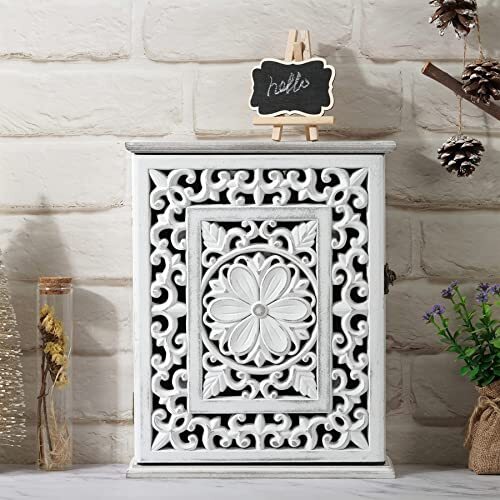 AHUONEL Wooden Key Holder for Wall Key Cabinet Key Hooks Wall Mounted ...